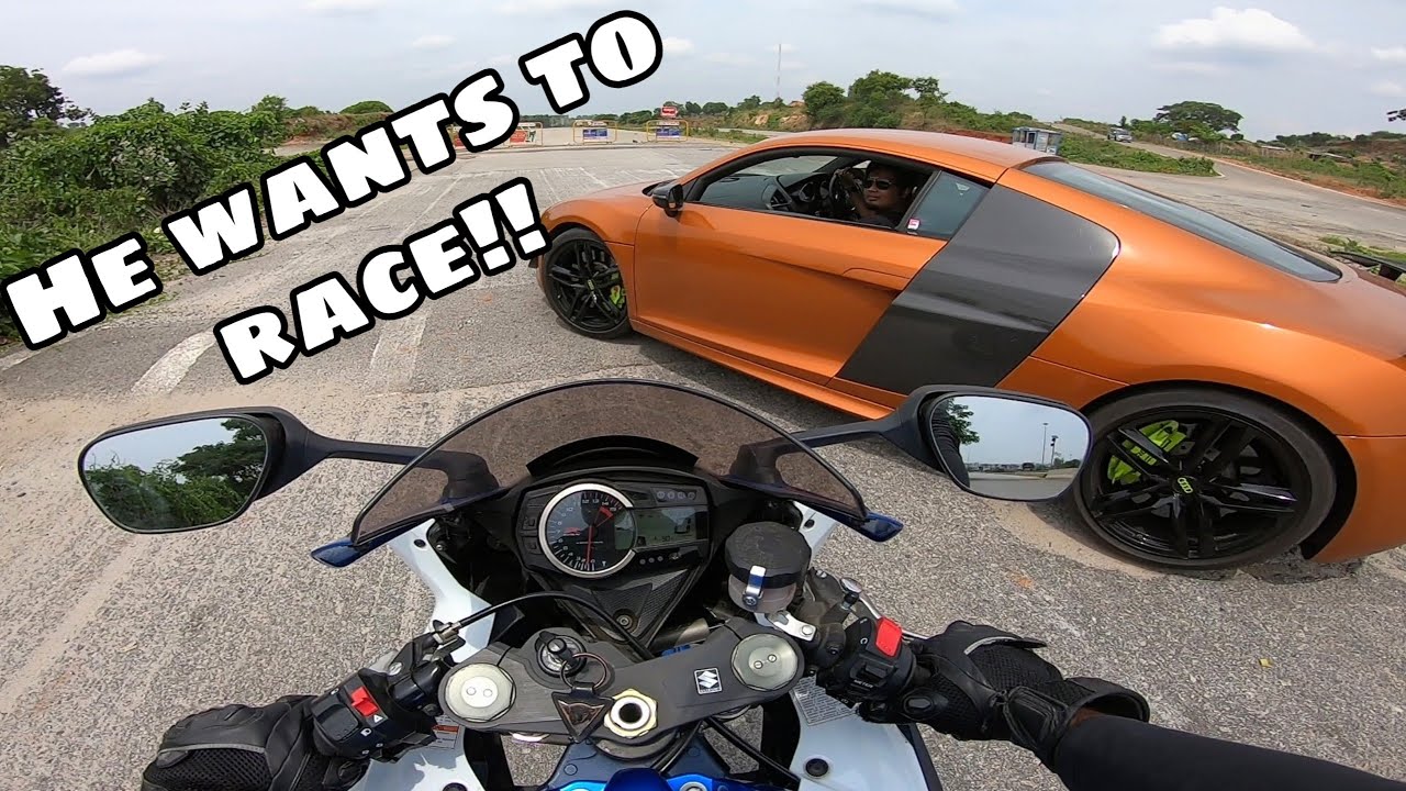 AUDI R8 vs SUZUKI GSXR1000 DRAG RACE!! | SUPERCAR vs SUPERBIKE🔥🔥 - YouTube
