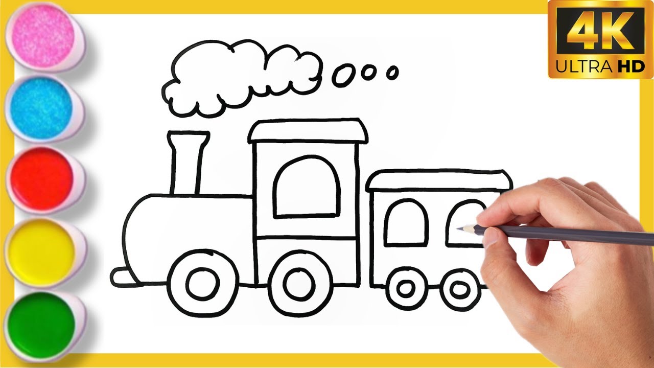 How to draw a train step by step|| Easy by step Train Drawing || Train ...