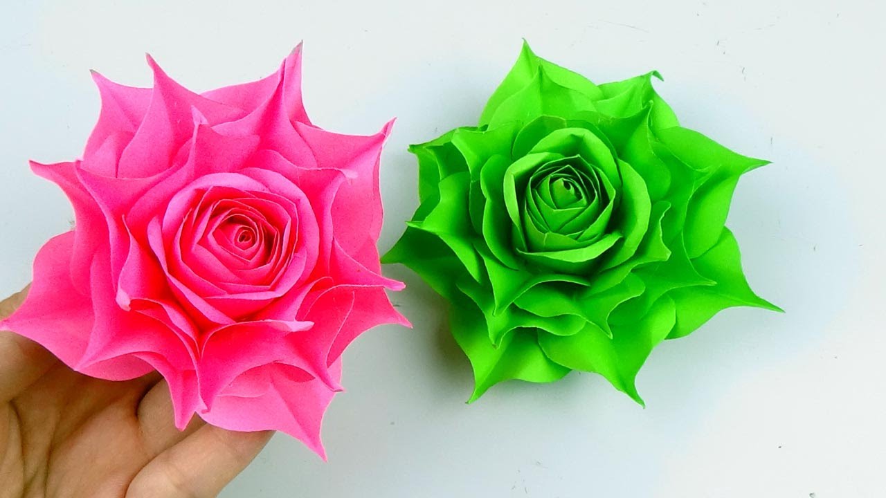 How To Make Realistic Rose paper flower - Beautiful Paper Flower ...