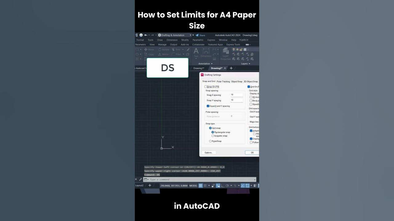 How to Set Limits for A4 Paper Size in AutoCAD | Easy Tutorial - YouTube