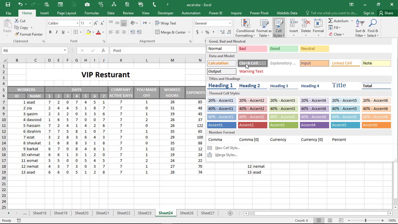 31. Learn Excel 2016: salary sheet - YouTube