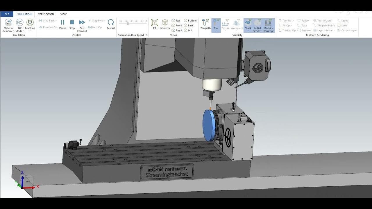 Right angle head mastercam machsim - YouTube