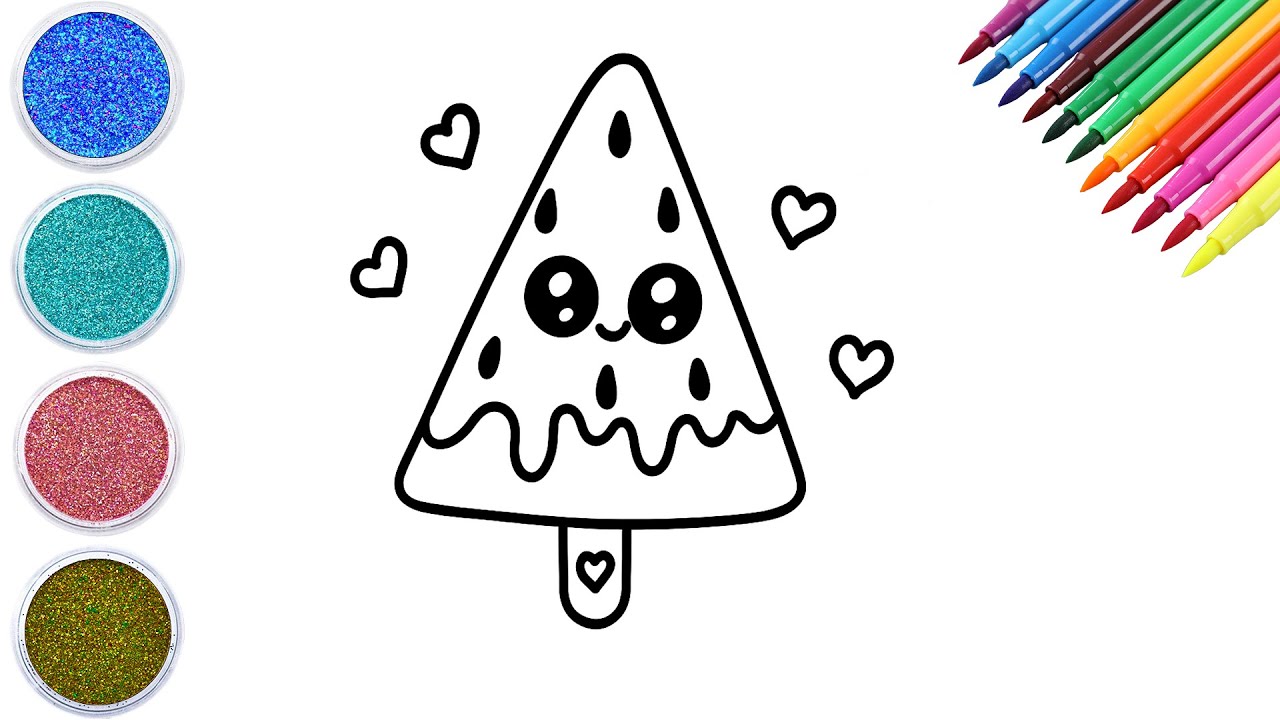 Cute Watermelon Ice Cream Drawing | Easy Step by Step for Kids - YouTube