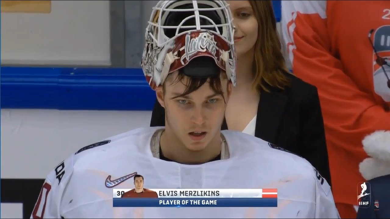 Elvis Merzļikins Player of the Game vs. USA (2018 WMHC Preliminary ...