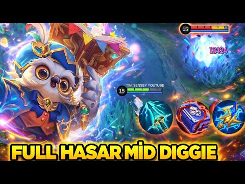 FULL BÜYÜ HASARI GÖK KIRANLI DİGGİE MİD RAKİBİ KANSER EDİP HAYVAN GİBİ HASAR VERDİM Mobile Legends