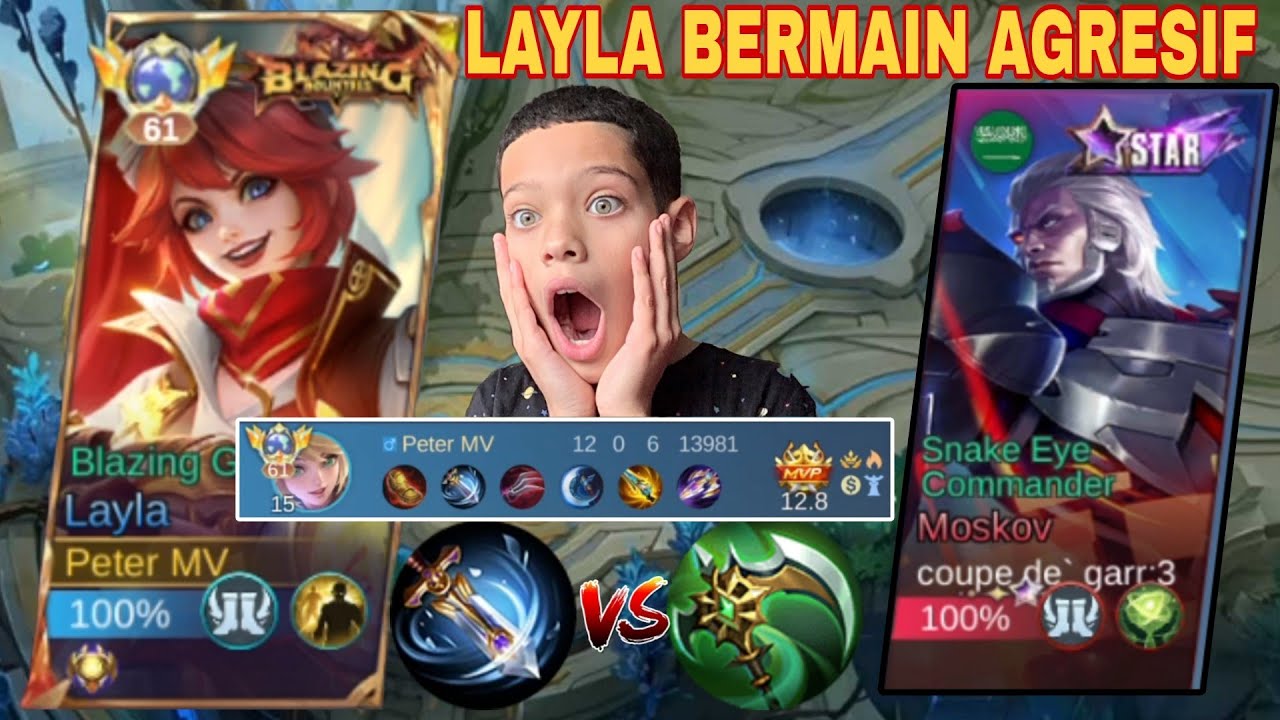 CARA BERMAIN LAYLA AGRESIF! LAYLA GAME PLAY AGRESIF TANPA MATI KILL 12 ...