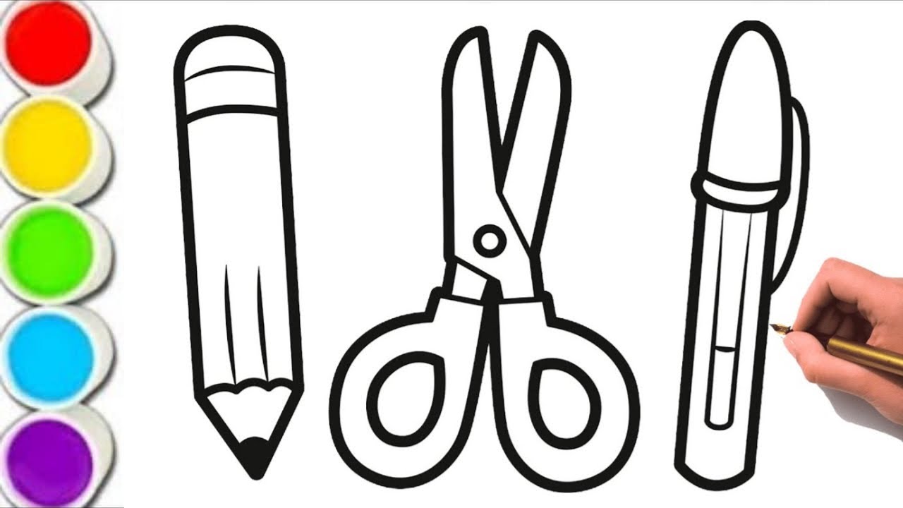 School supplies drawing , Painting and Coloring For Kids and Toddlers ...