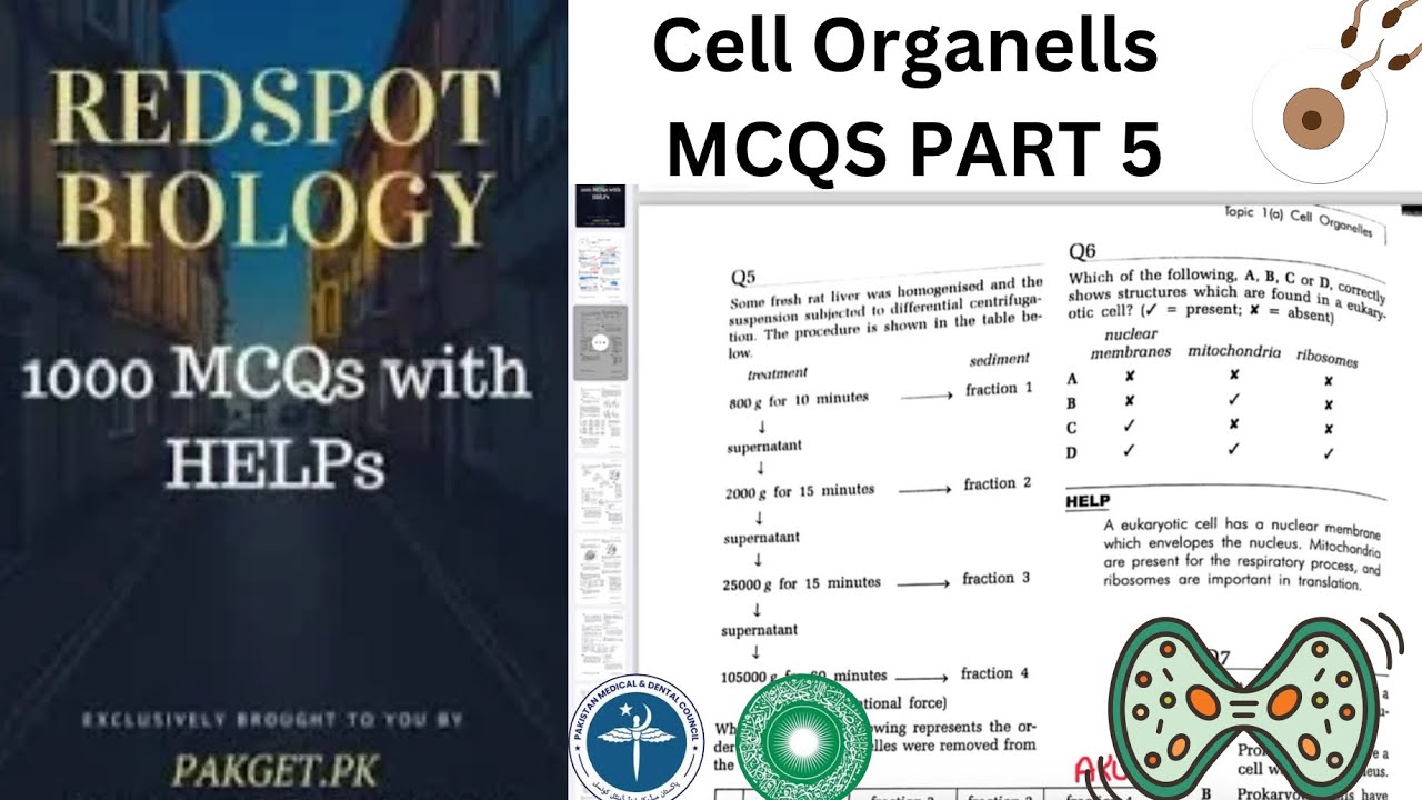 CELL ORGANELLES MCQS PART 5 || A-LEVELS, AKU, MDCAT, IMAT || RED SPOT ...