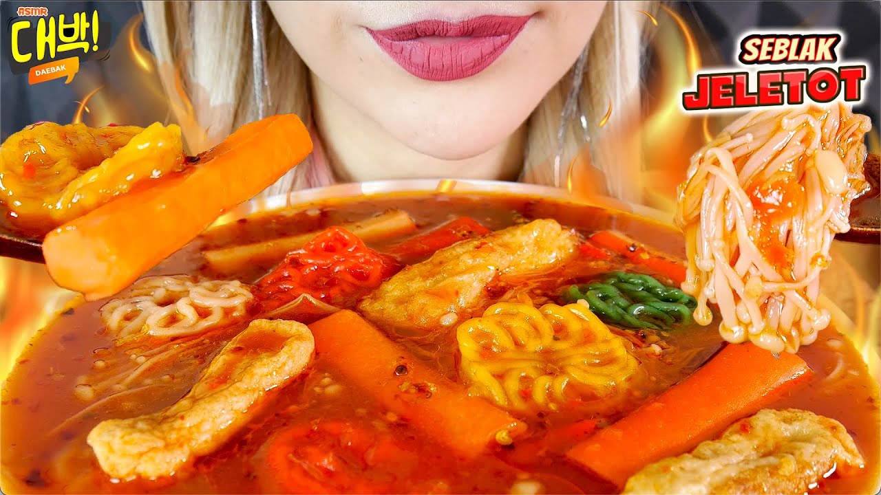 ASMR 💥🦐SEBLAK SUKI & JAMUR ENOKI🍄 KUAH HOT JELETOT | SPICY ENOKI ...