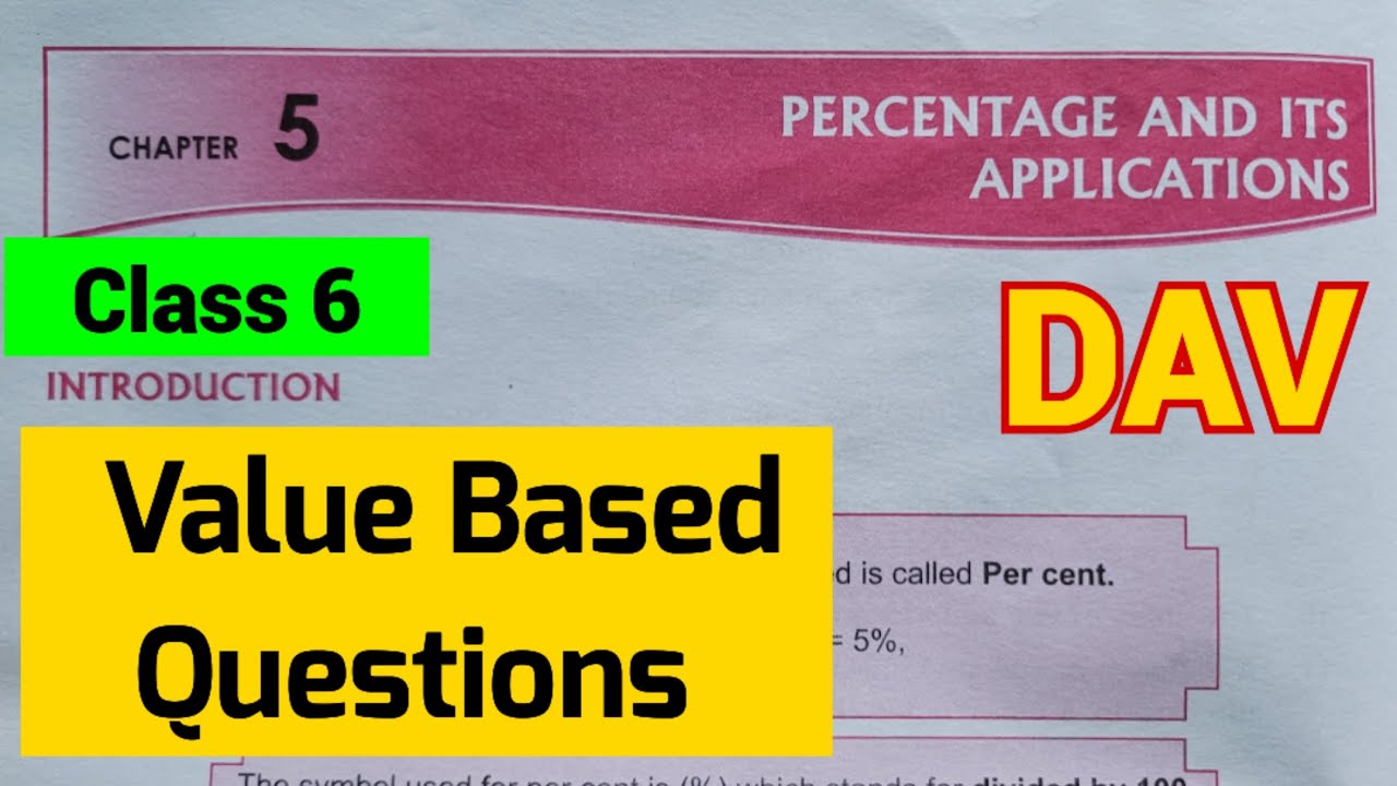 Value Based Questions || Percentage and It's Applications || Maths ...