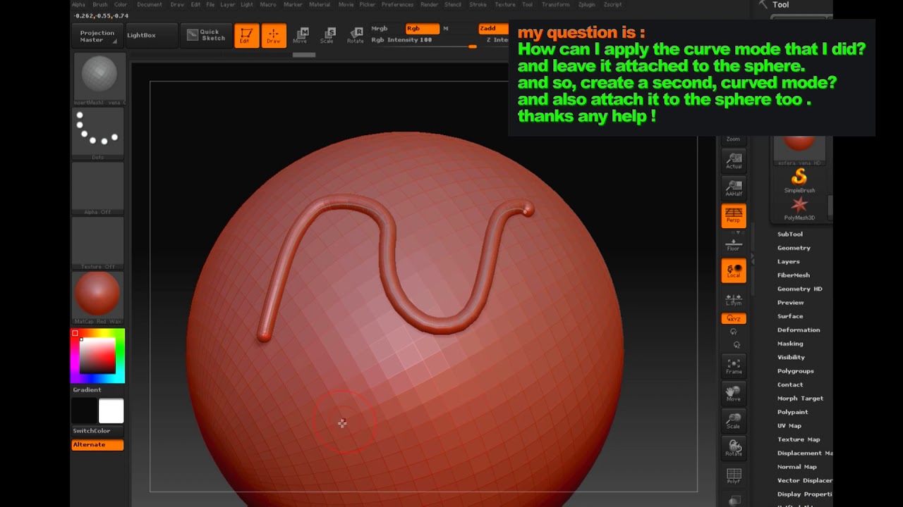zbrush - apply curve mode - YouTube