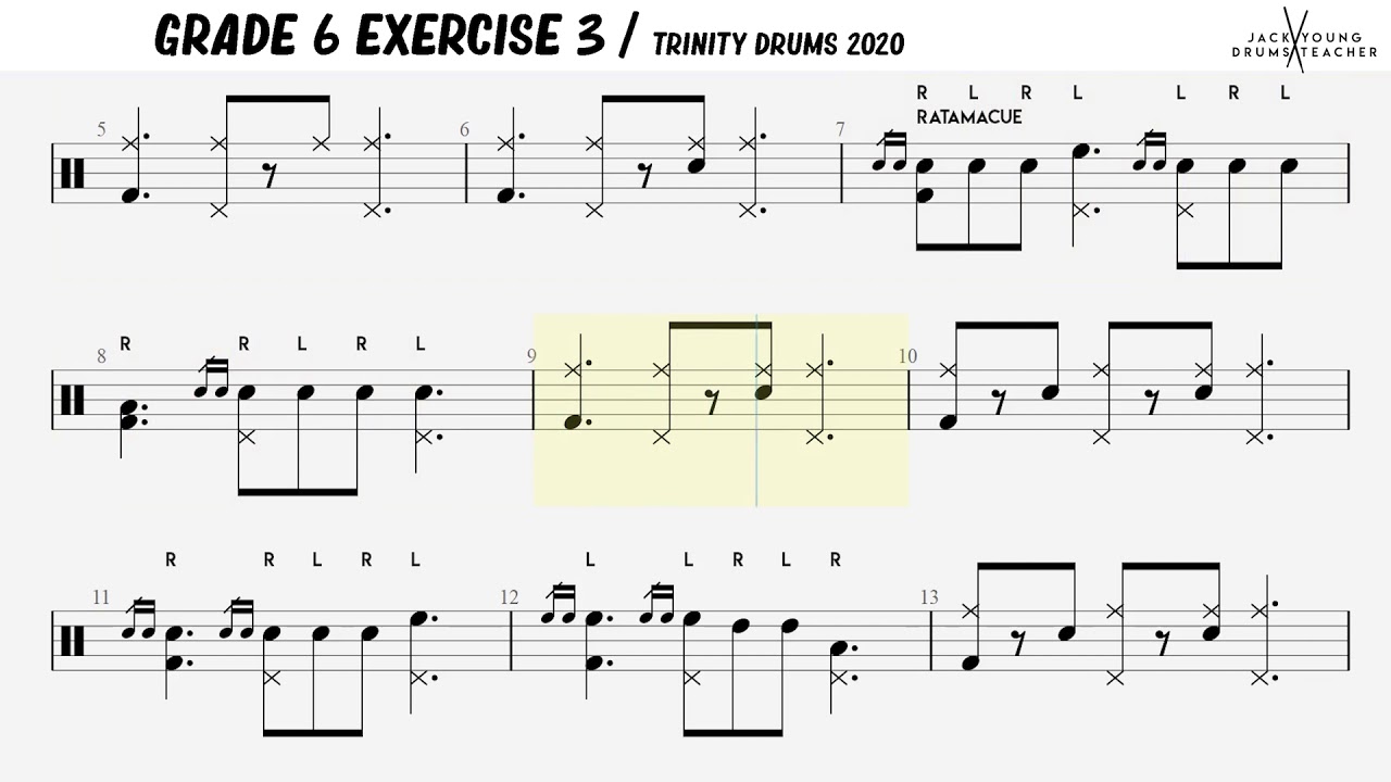 Grade 6 Exercise 3 - Trinity Drums 2020 - YouTube