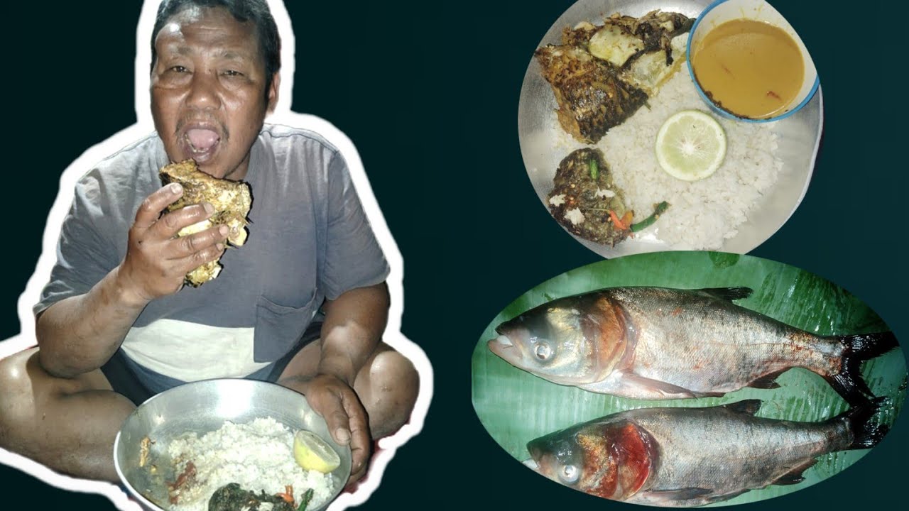 The Village Uncle Eating Big Silver Carp Fish Head 🐟🤤🐠|| Simple Mukbang ...