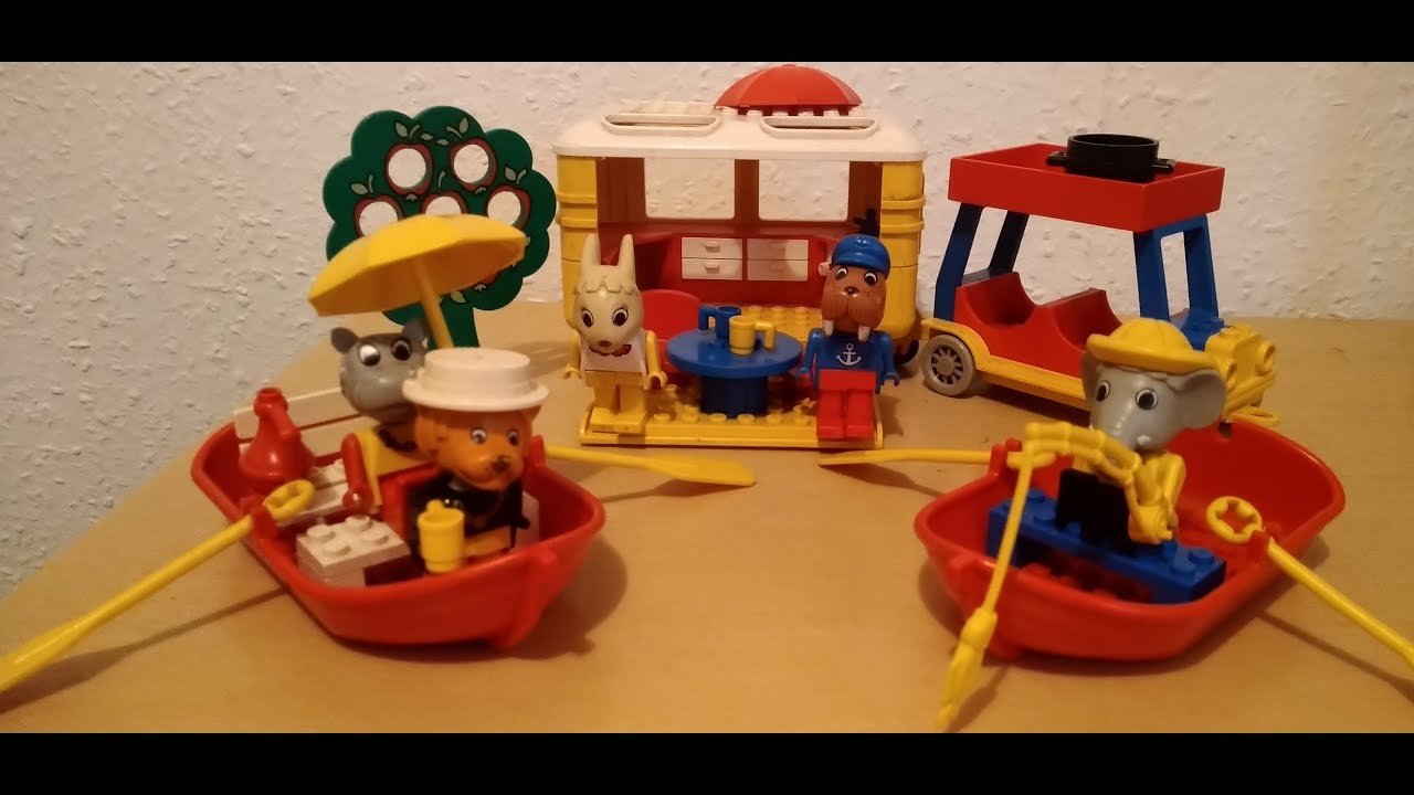 08# Vintage Lego - Fabuland 3622 Rowboat, 3680 Camping Caravan - YouTube
