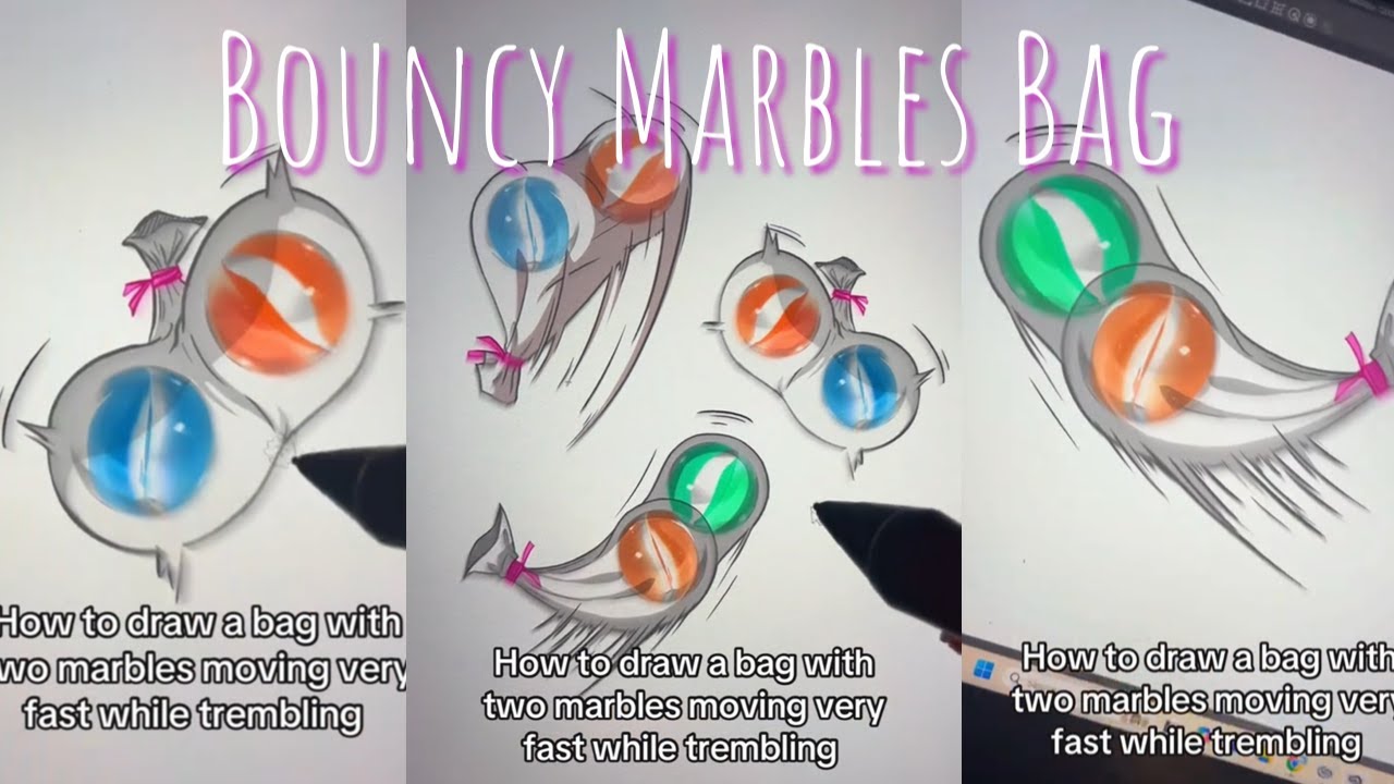 Drawing bouncy marbles bag art tutorial - YouTube