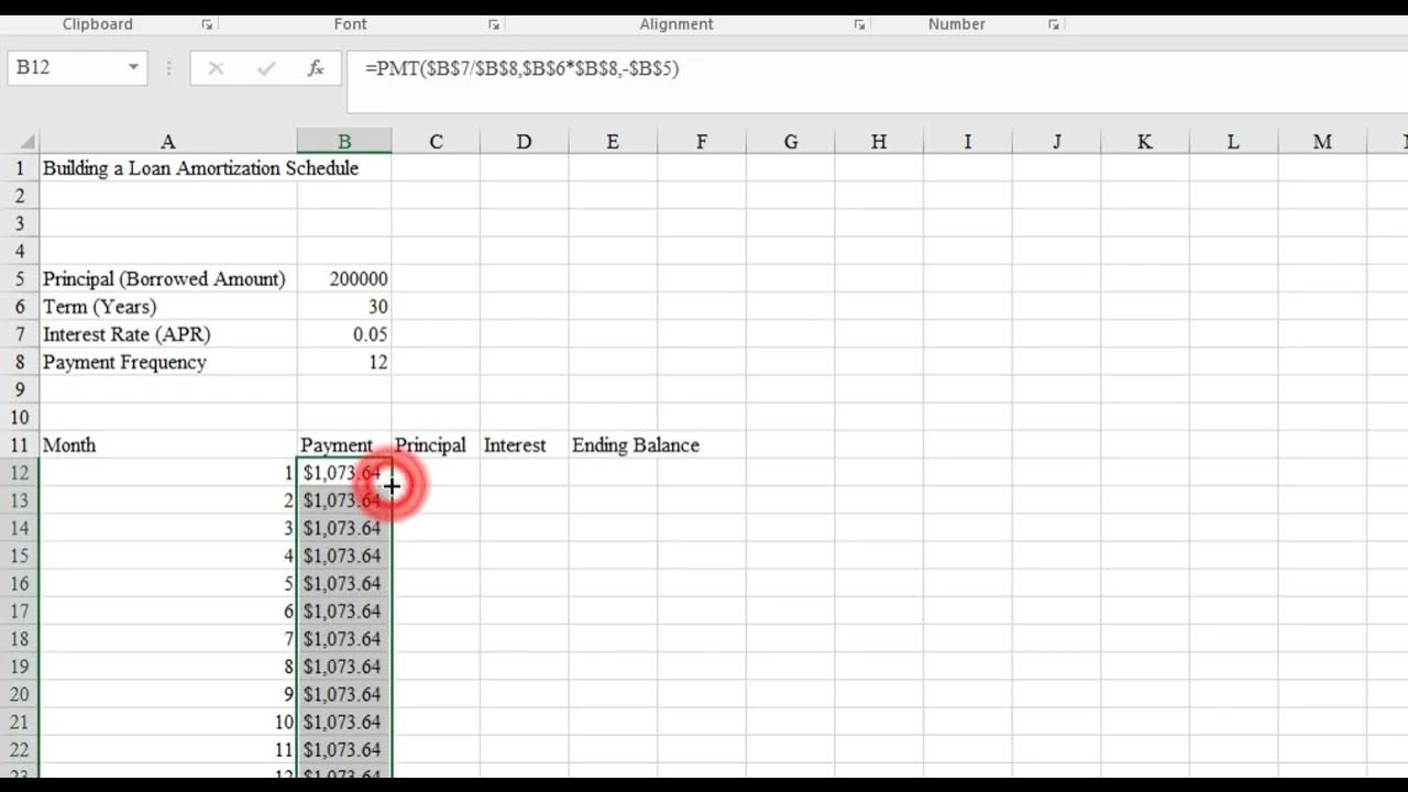 Microsoft Excel Creating a Loan Amortization Schedule - YouTube
