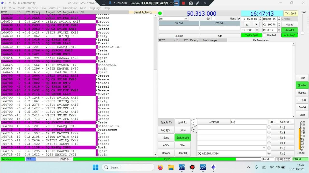 50.313 6m FT8 received in KG24 Botswana - YouTube