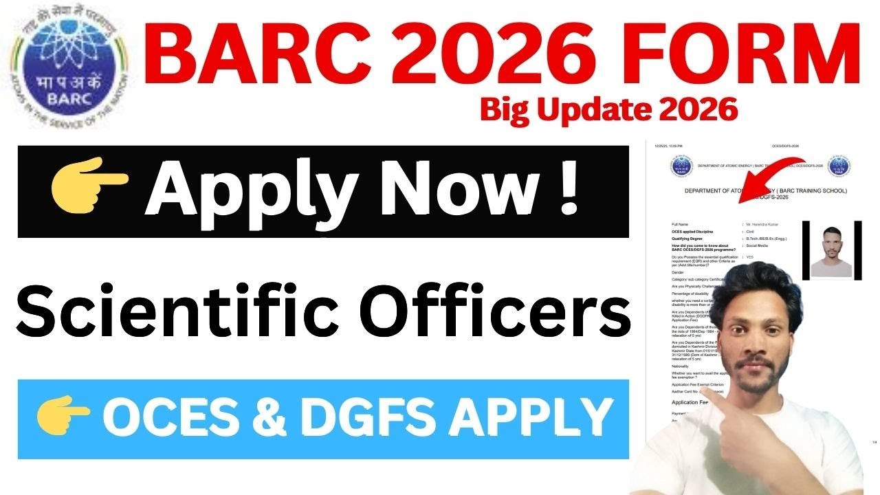 BARC OCES DGFS 2026 Online Form | Eligibility, Age Limit, Branch ...