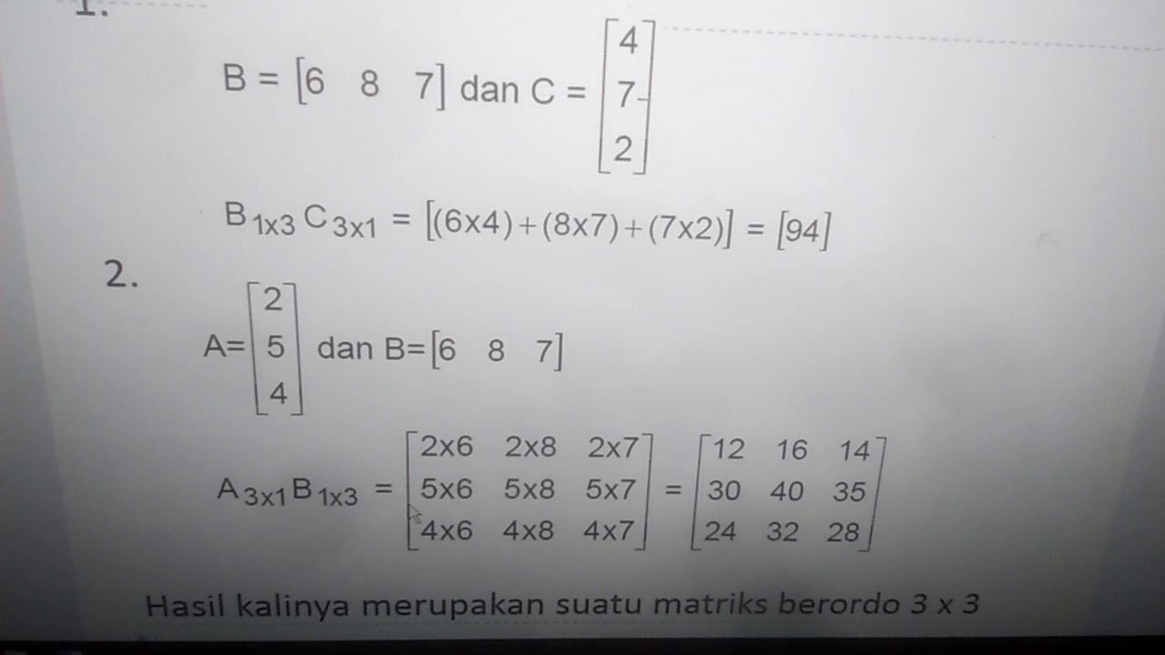 Perkalian dua matriks PART 1 - YouTube