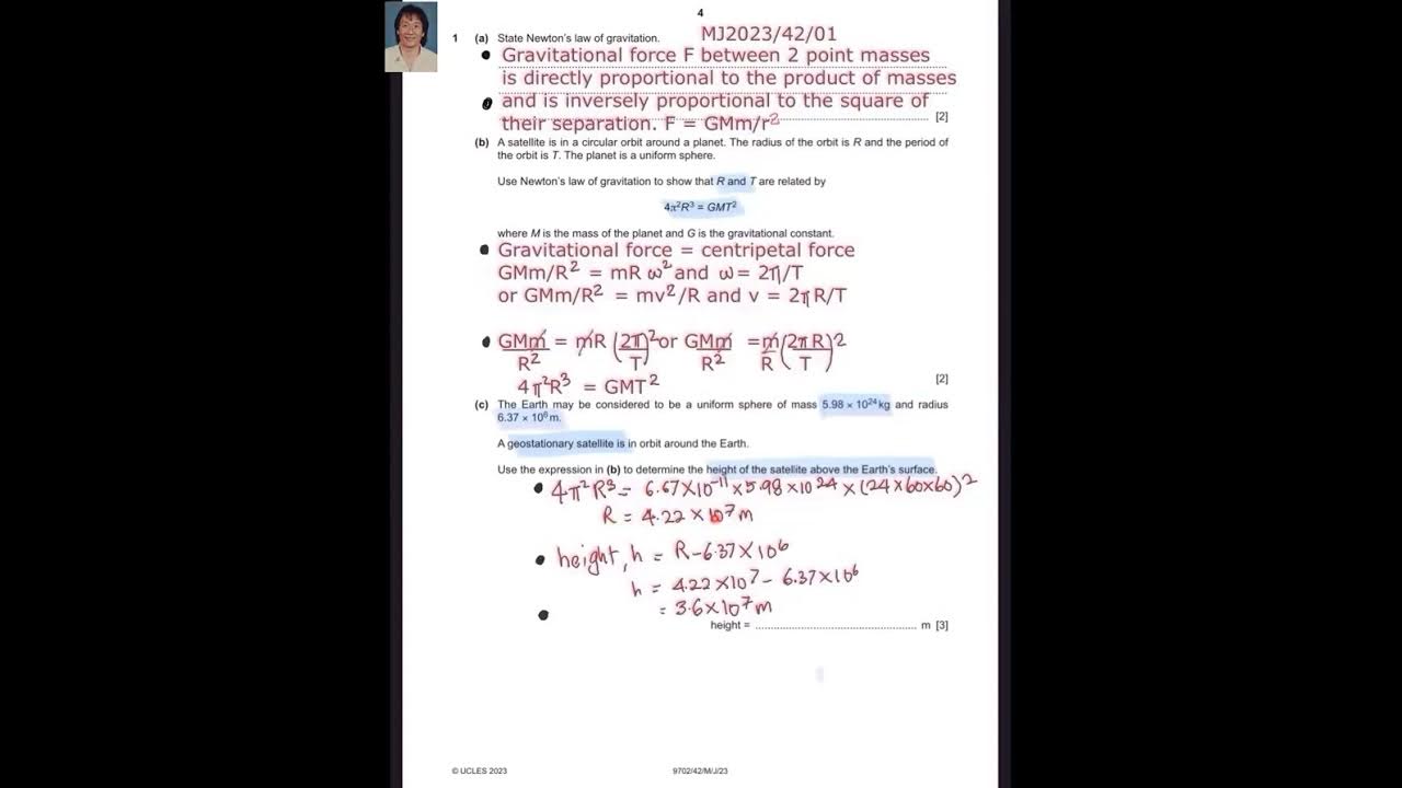 Gravitational Fields Exam Solutions MJ 2023/42/01 (Vid 13) - A2 Physics ...