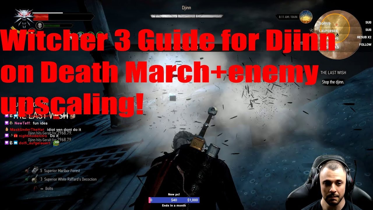 Witcher 3 Hardest boss in the game Djinn Death March+Enemy upscaling ...