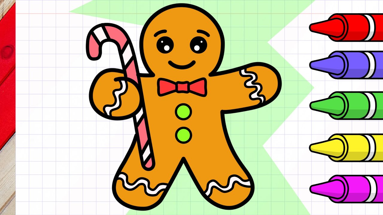 How to Draw a Gingerbread Man Step by Step / Sweet Drawing Things - YouTube