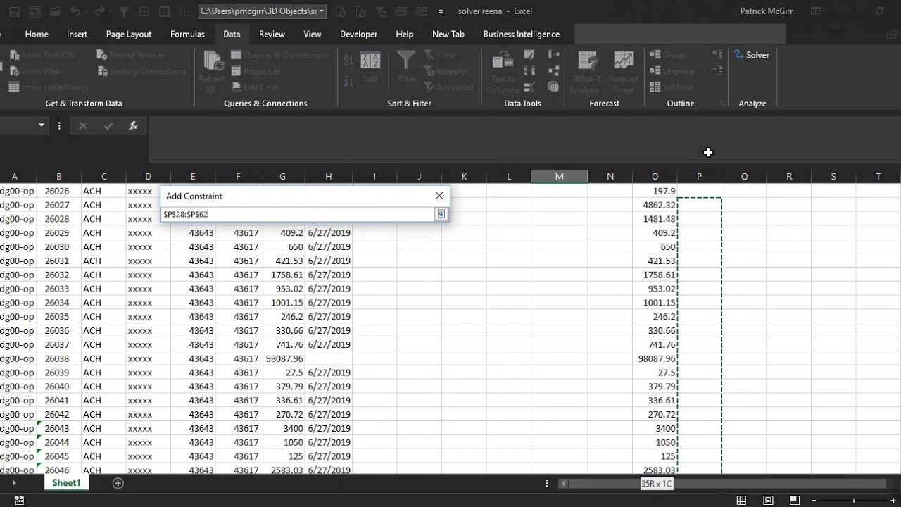 Microsoft Solver Directions Explained - YouTube