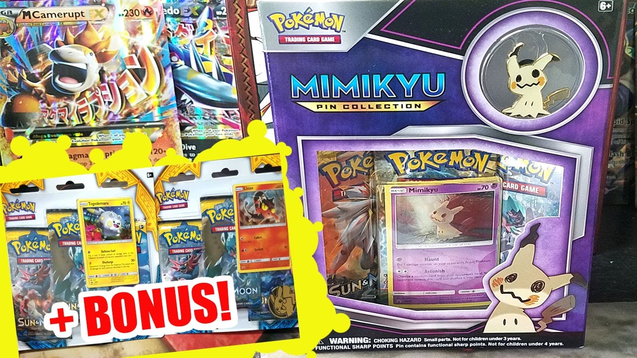 NEW - POKEMON MIMIKYU PIN COLLECTION BOX + SUN & MOON BLISTER PACK ...