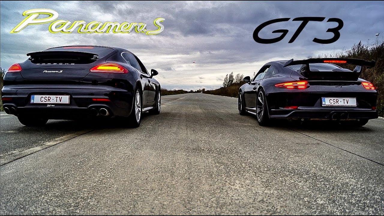 Porsche GT3 VS Porsche Panamera S E-Hybrid - YouTube