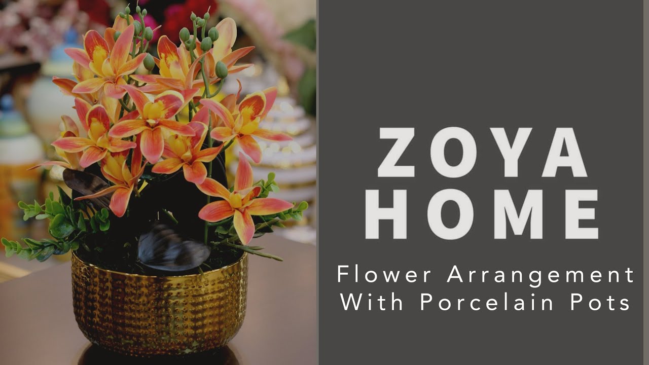 Flower Arrangement With Porcelain Pots By Zoya Home. - YouTube