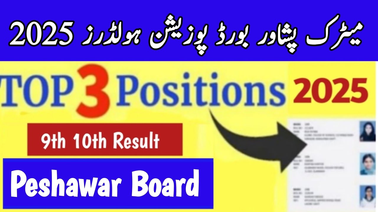 9th 10th Class Peshawar board Position holders bise Peshawar board ...
