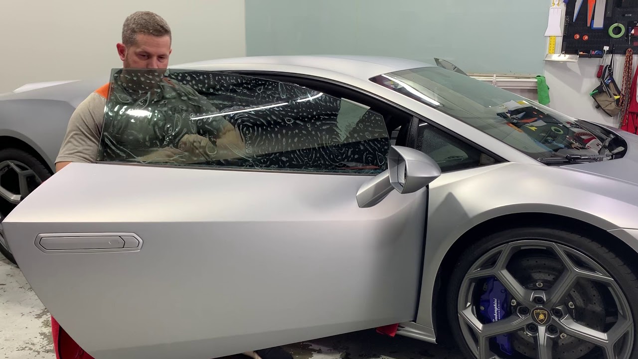 Window tint install Lamborghini - YouTube