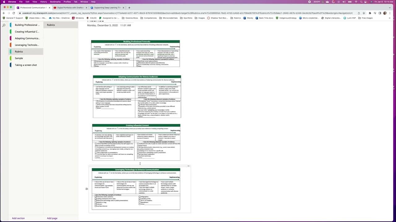 Rubrics Tab in OneNote Portfolio - YouTube
