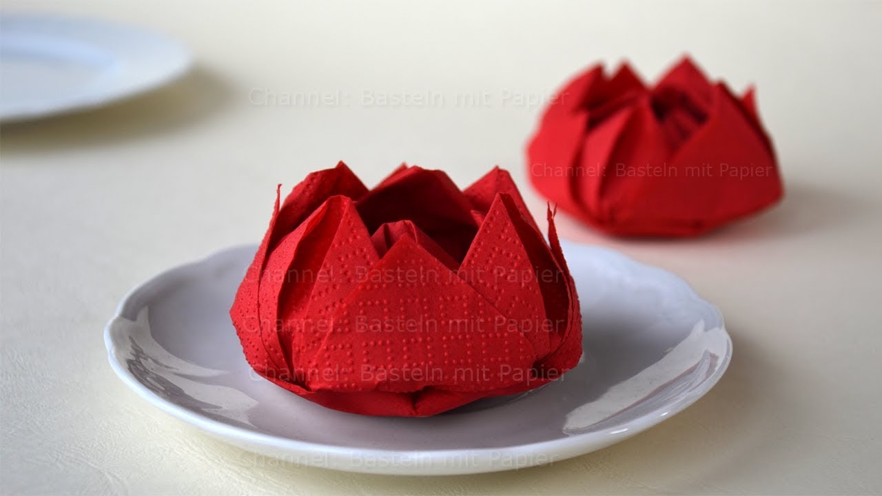 Servietten falten Ostern: Rose 🌸 Blumen basteln mit Papier. Origami ...