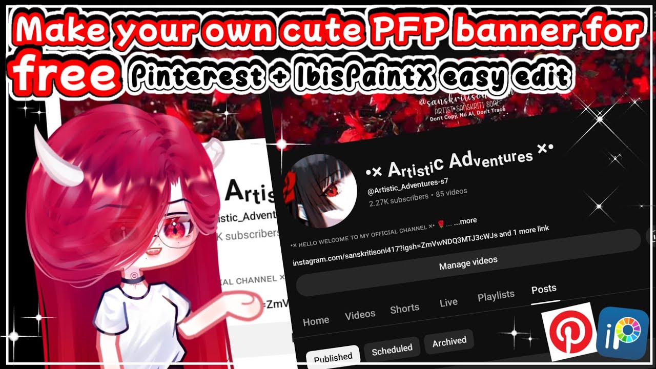 Make your own cute PFP banner for free | Pinterest + IbisPaintX easy ...