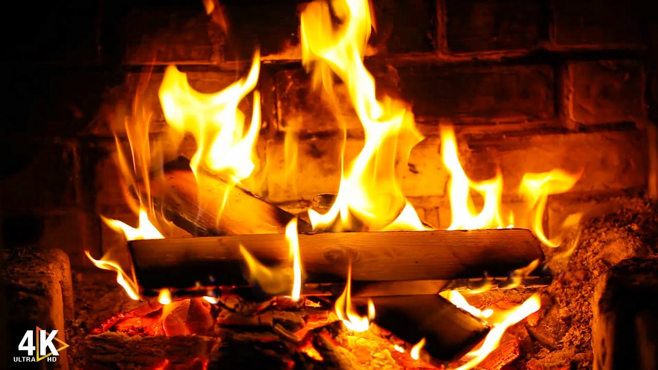 Fireplace at Night 4K 🔥Cozy Fireplace (10 HOURS) Fireplace Ambience ...