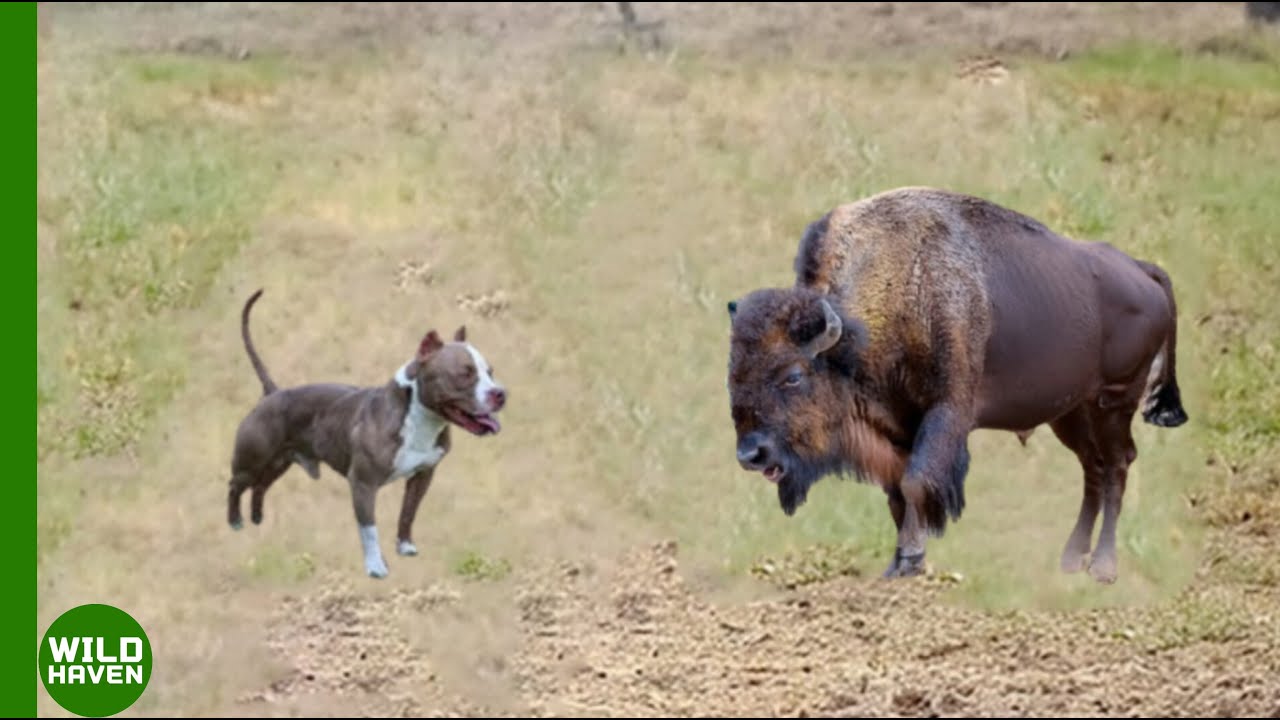 When Pitbull Attacks Bison..it quickly regretted it - YouTube