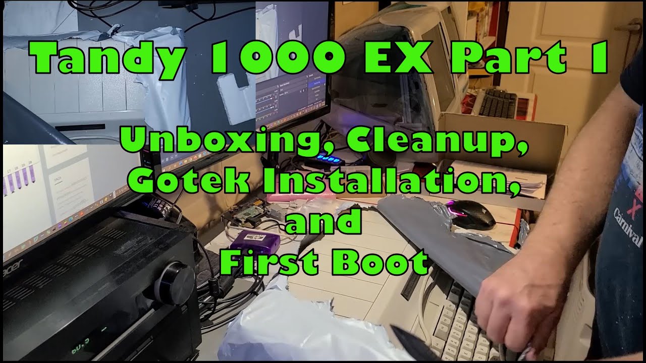 Tandy 1000 EX Part 1: Unboxing, Cleanup, Gotek Install, and First Boot - YouTube