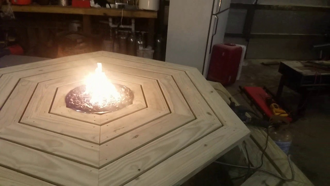 Picnic table with fire pit - YouTube