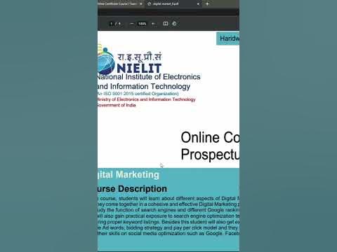 Nielit Online Certification Course ।। Summer Training/Internship Online Course ।। Nielit - YouTube