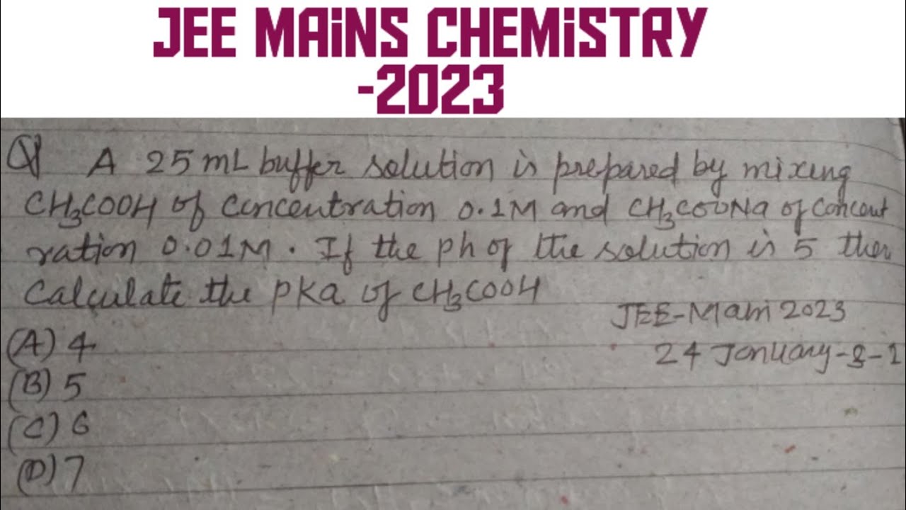 A 25 mL buffer solution is prepared by mixing CH3COOH of concentration ...