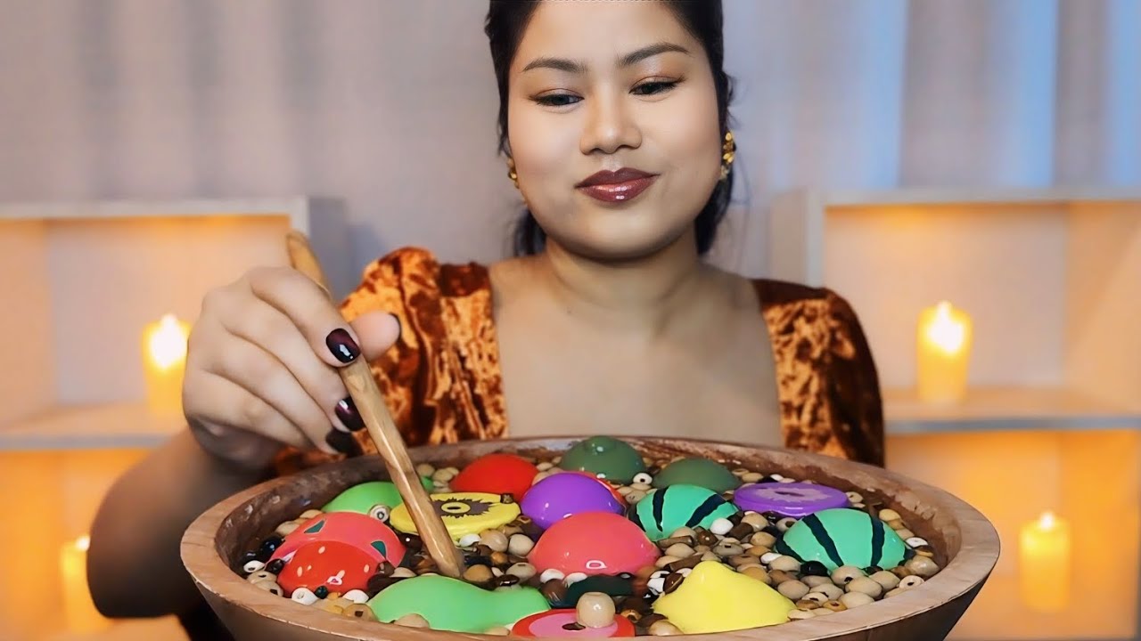 ASMR Wood soup on a rainy night🍲🌧️ Yummy Fizzy sounds🤌 | Wooden beads ...