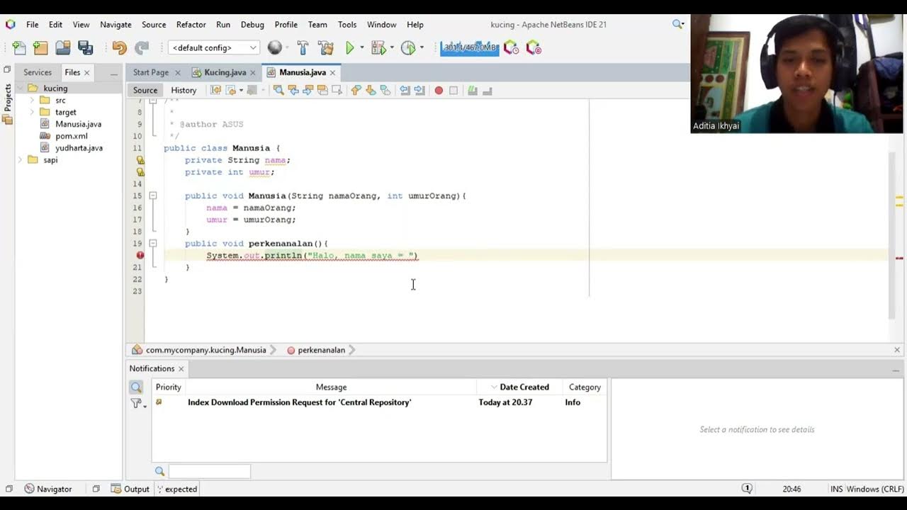Belajar Bersama | kontruktor constructor meth | Netbeans IDE - YouTube