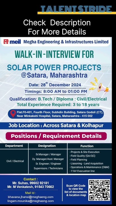 🔥 Walk-In Interview for Solar Power Projects in Satara & Kolhapur | MEIL Job Alert #solarcareers ...