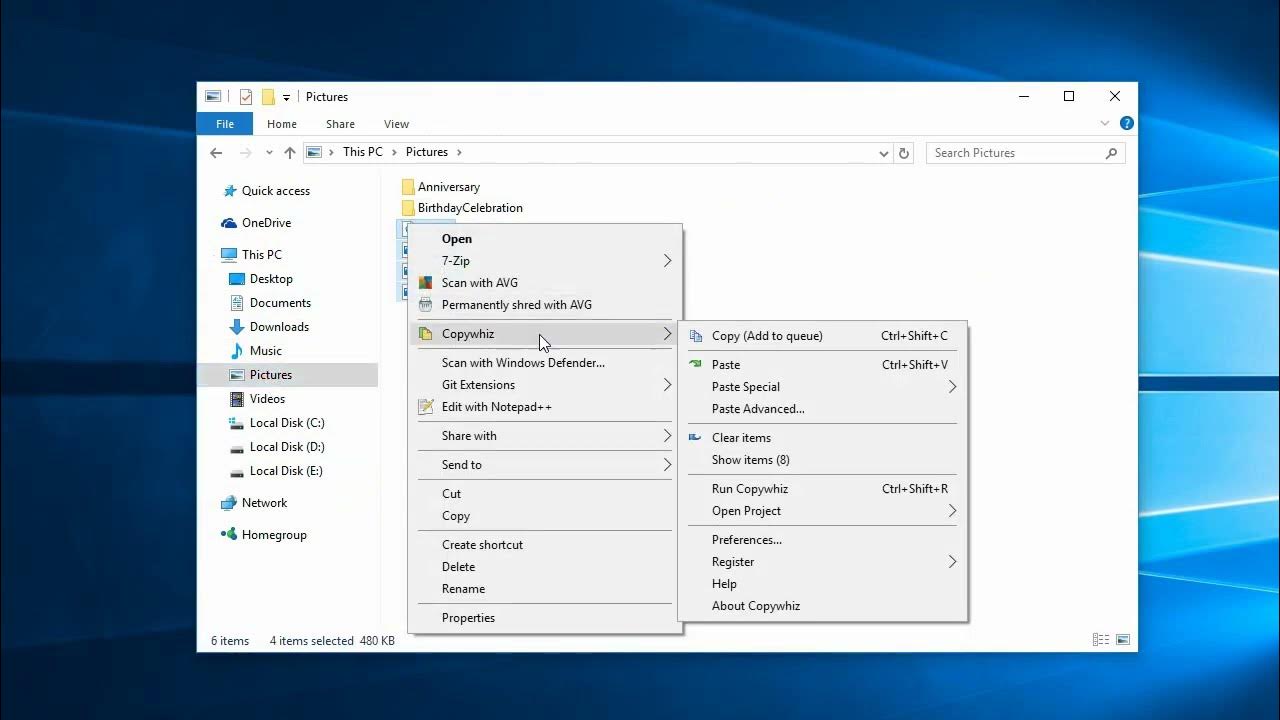 Windows: Select files once, copy (paste) multiple times using Copywhiz - YouTube