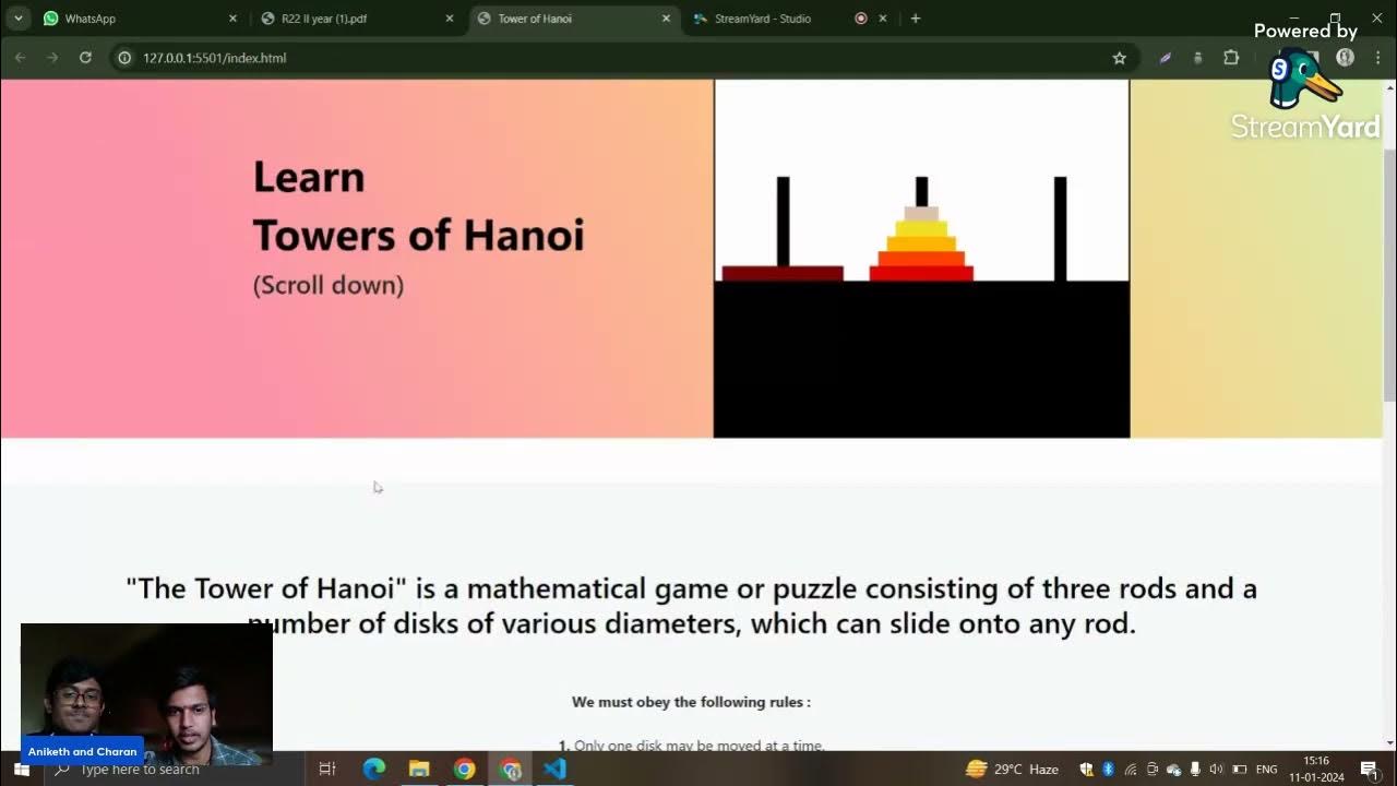 Towers of Hanoi Website using HTML, CSS and JavaScript - YouTube
