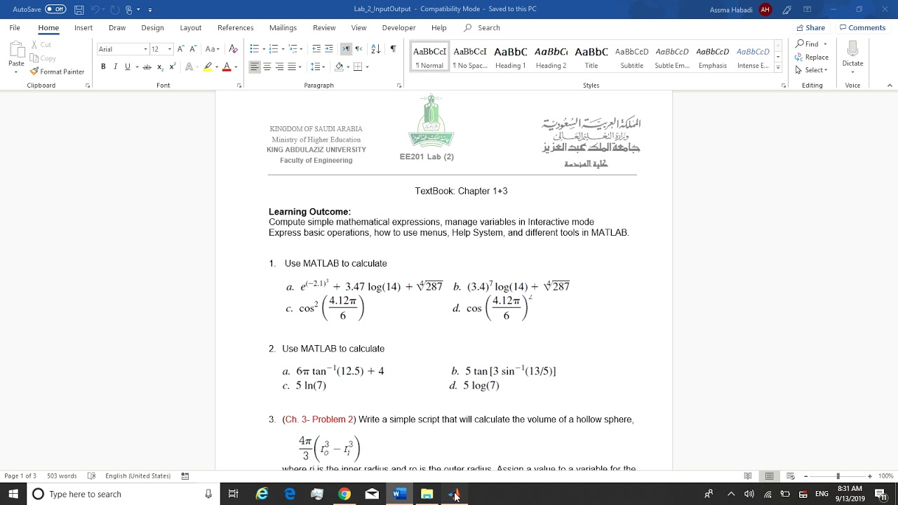 Matlab Lab 1 & Lab2 - YouTube