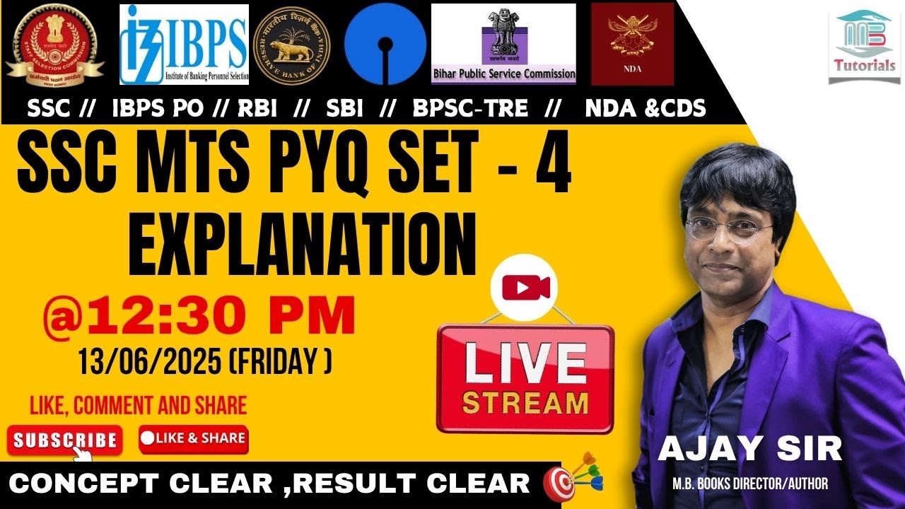 SSC MTS PYQ SET -4 EXPLANATION || ENGLISH FOR SSC || ENGLISH BY AJAY ...
