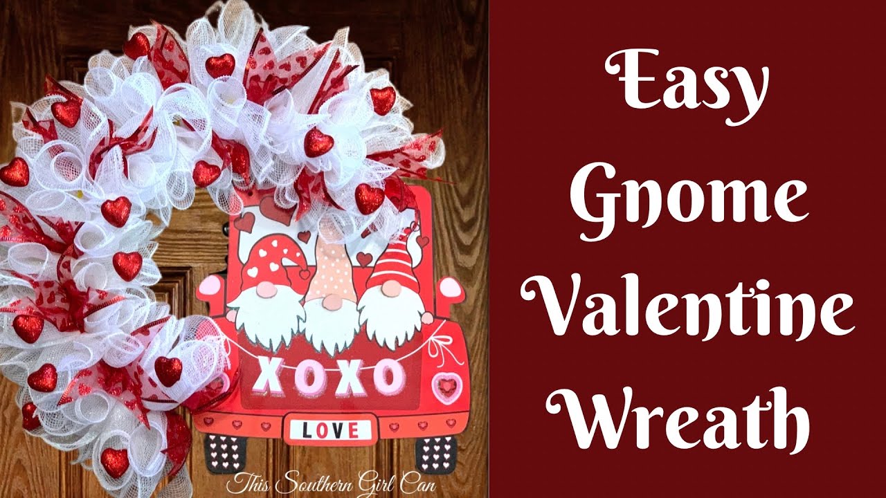 Valentine Day Crafts: Easy Valentine’s Day Wreath | Gnome Wreath ...