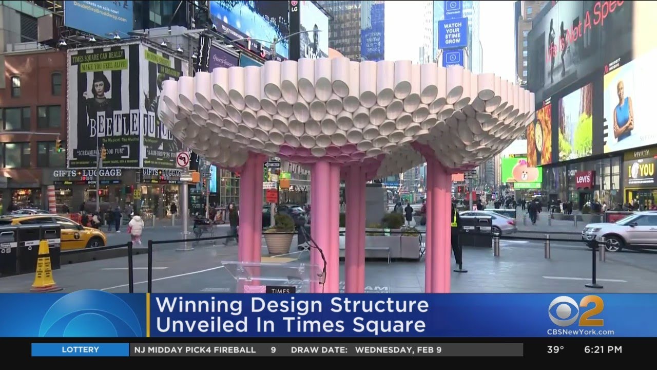 Winning Design Structure Unveiled In Times Square - YouTube